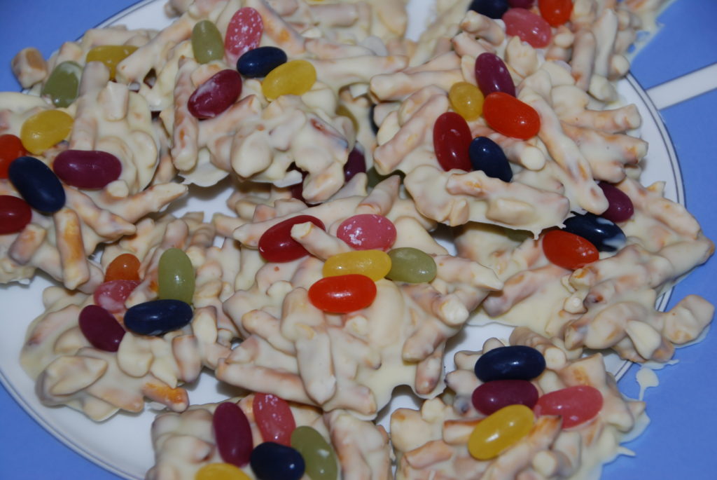White Chocolate Pretzel Bird's Nests - Homegrown Friends